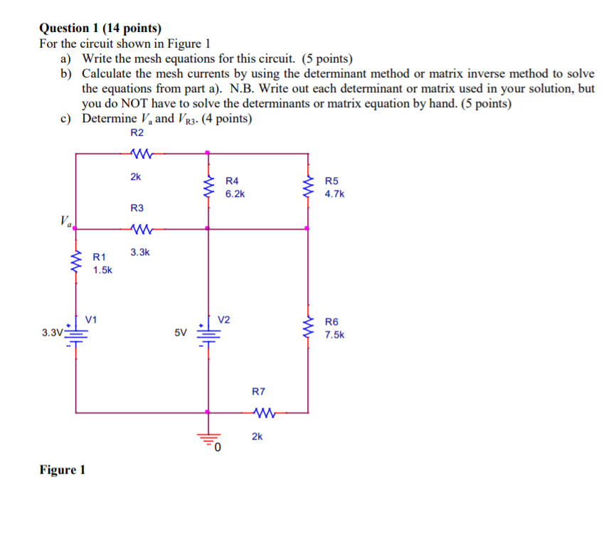 Solved Question 1 (14 points) For the circuit shown in | Chegg.com Solved Question 1 (14 points) For the circuit shown in | Chegg.com