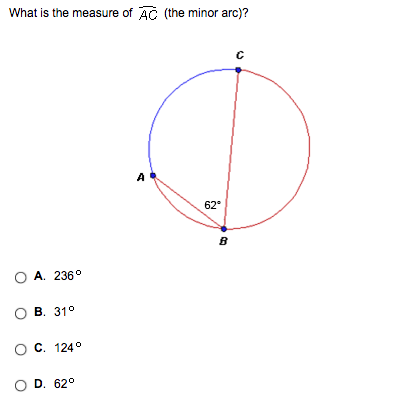 Solved What is the measurfC(the minor are)? the minor arc)? | Chegg.com