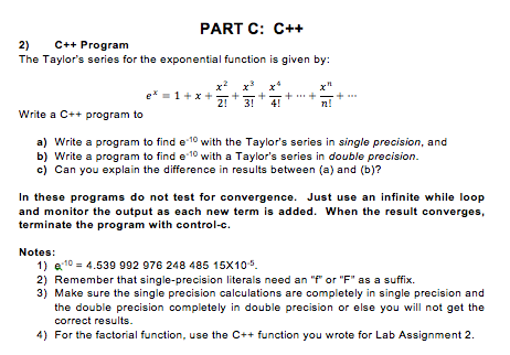 Solved The Taylor's series for the exponential function is | Chegg.com