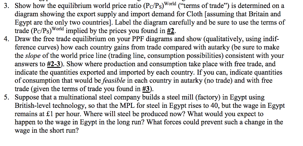 Show how the equilibrium world price ratio | Chegg.com