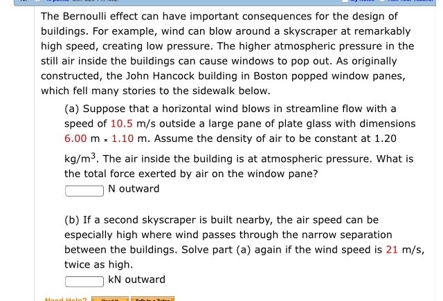 Solved The Bernoulli effect can have important consequences | Chegg.com