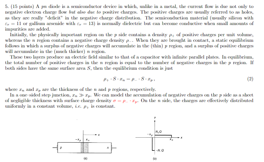 Solved 5. (15 points) A pn diode is a semiconductor device | Chegg.com