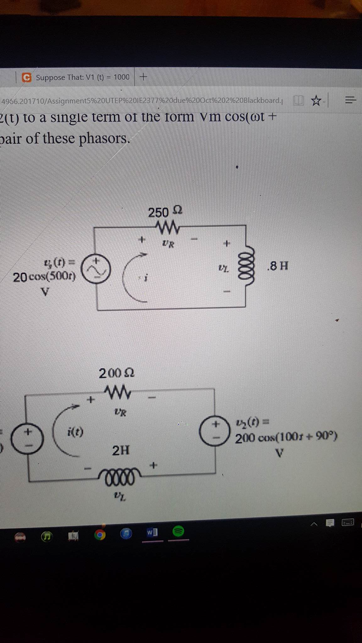 Solved a) Find the phasors for the current and for the | Chegg.com