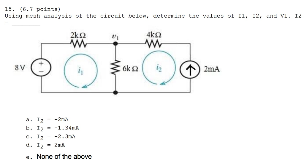 Solved Using mesh analysis of the circuit below, determine | Chegg.com