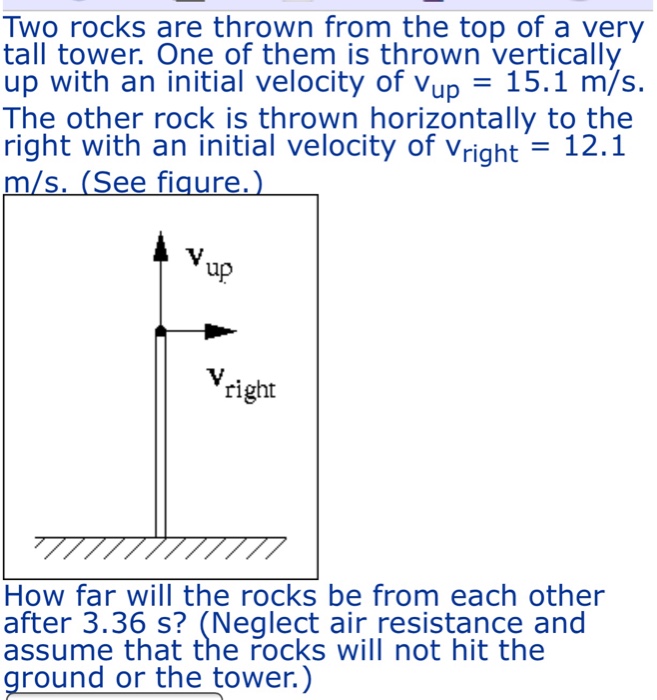 Solved Two rocks are thrown from the top of a very tall | Chegg.com
