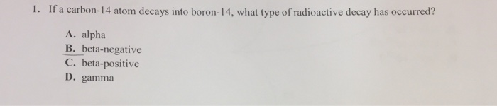 Solved If a carbon-14 atom decays into boron-14. what type | Chegg.com
