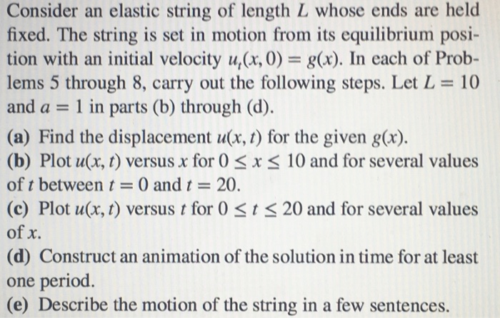 Solved Consider an elastic string of length L whose ends are | Chegg.com