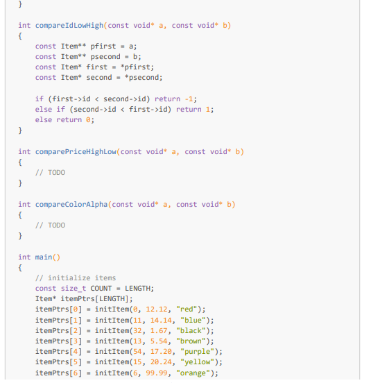 Solved 2. Start with the following code in a Cfile. Fill in | Chegg.com