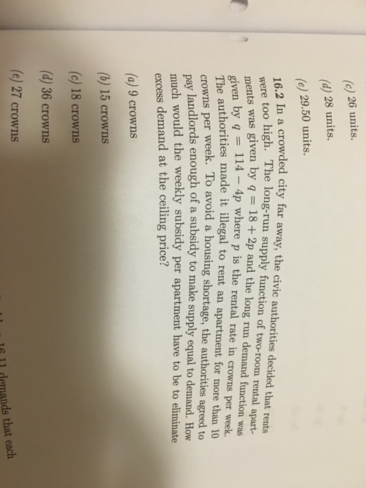 Solved (c) 26 units. (d) 28 units. (e) 29.50 units. 16.2 In | Chegg.com