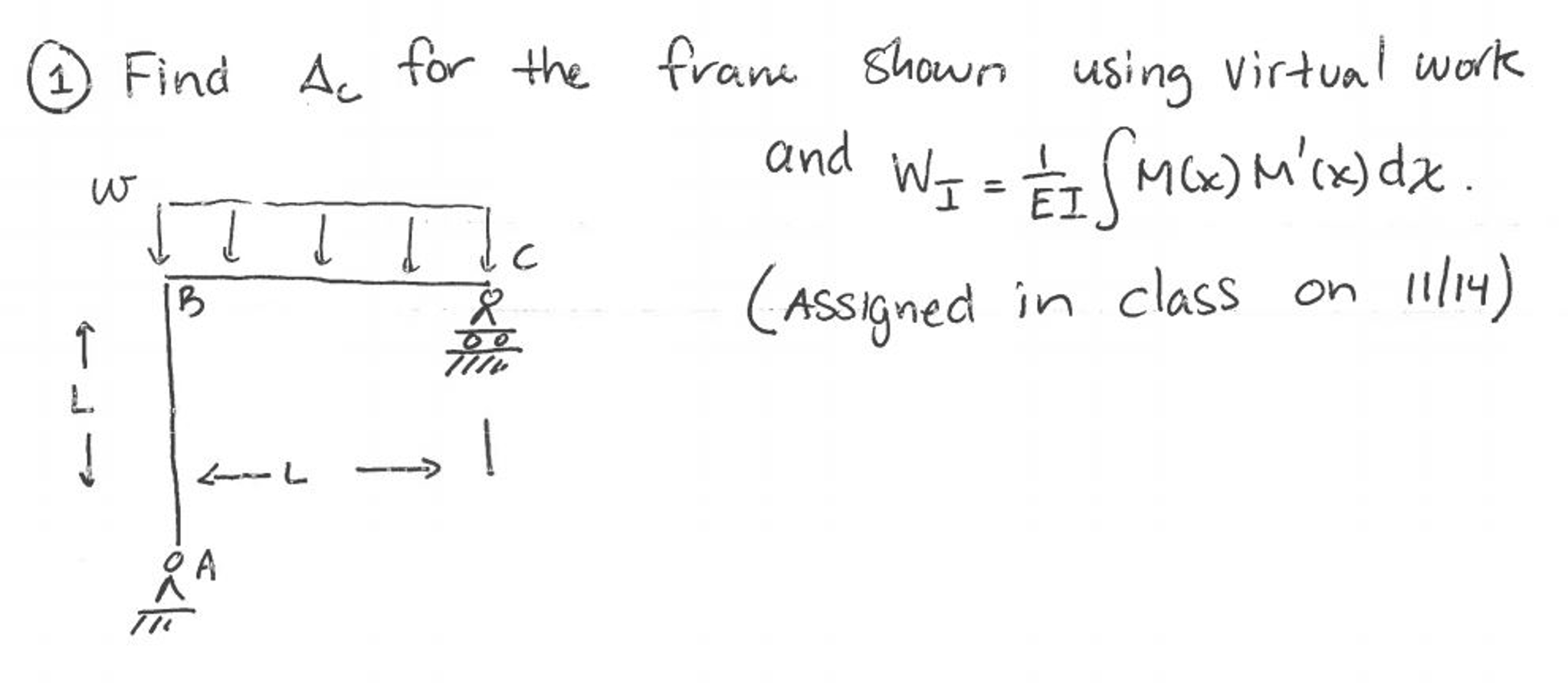Solved Find delta_c for the frame shown using virtual work | Chegg.com