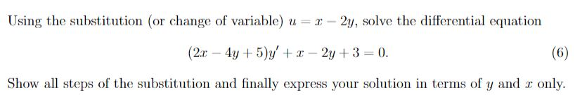Solved Using the substitution (or change of variable) u 2y, | Chegg.com