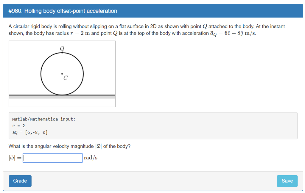 Solved #980, Rolling body offset-point acceleration A | Chegg.com