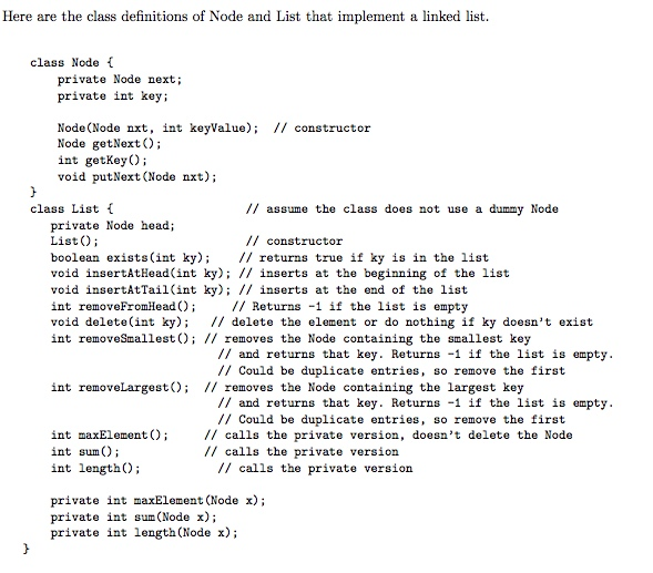 Solved Here are the class definitions of Node and List that | Chegg.com