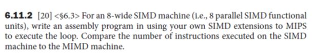 For an 8-wide SIMD machine (i.e., 8 parallel SIMD | Chegg.com