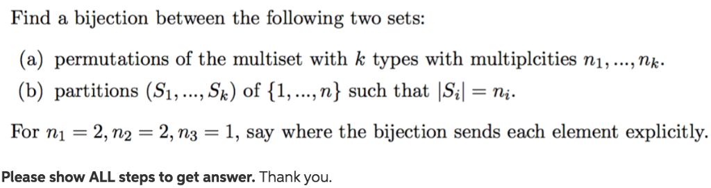 Find a bijection between the following two sets: (a) | Chegg.com
