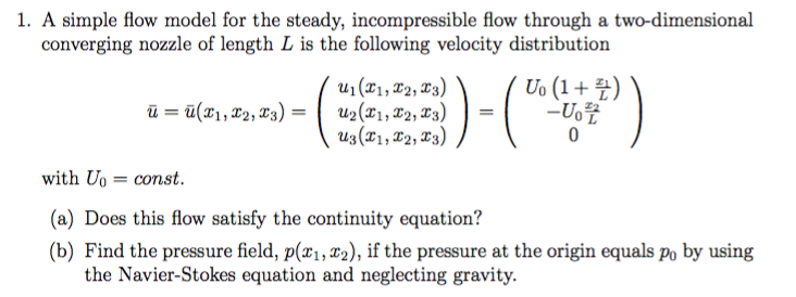A simple flow model for the steady, incompressible | Chegg.com
