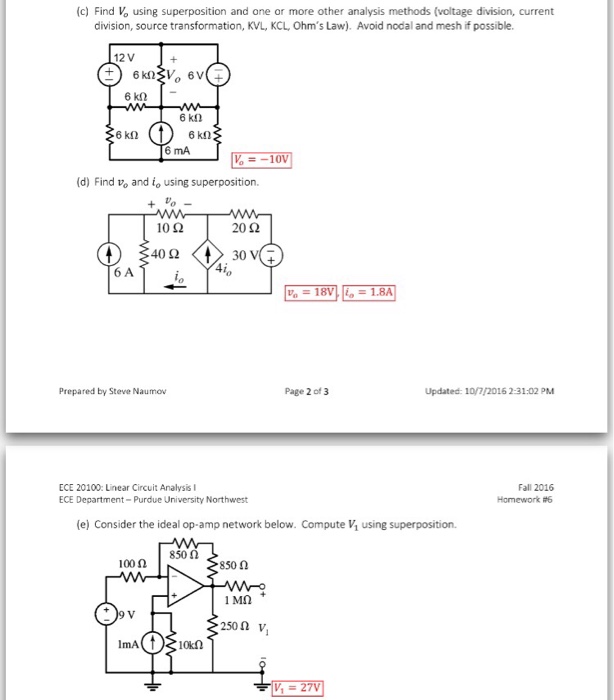 Solved Find V_0 using superposition and one or more other | Chegg.com