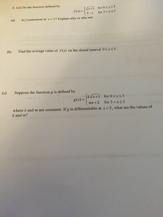 Solved 6. Let f be the function defined by (a) Find the | Chegg.com
