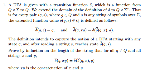 A DFA is given with a transition function delta, | Chegg.com