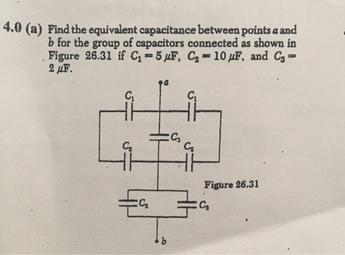 Solved Find the equivalent capacitance between points a and | Chegg.com