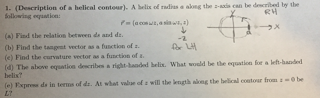 Solved -2 1. (Description of a helical contour). A helix of | Chegg.com