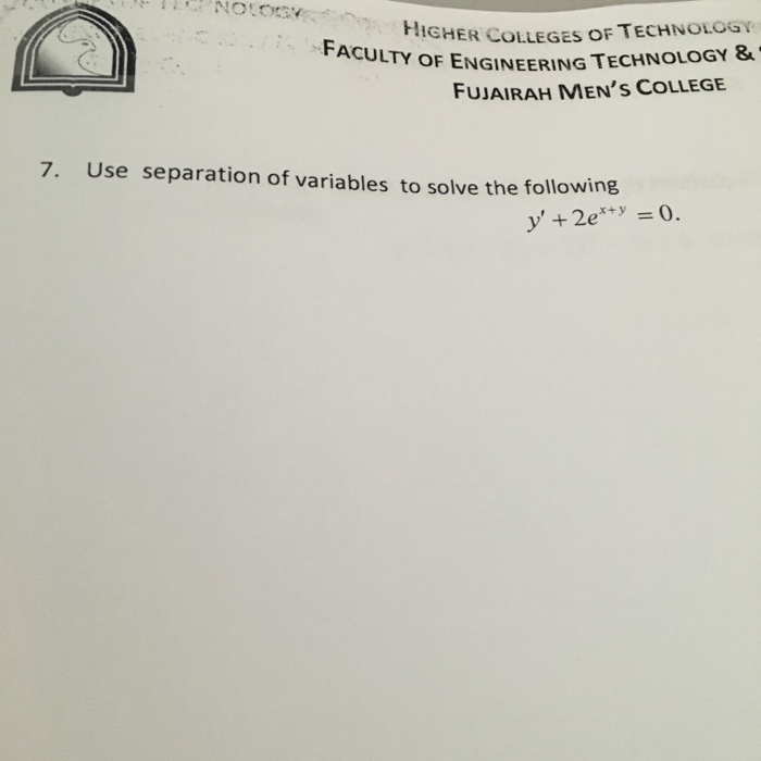 Solved Use separation of variables to solve the following y' | Chegg.com