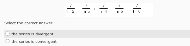 Solved Test the series for convergence or divergence. 7/ln2 | Chegg.com