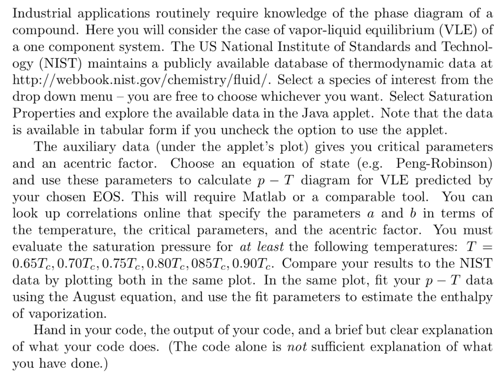 THERMODYNAMICS: Using MATLAB and an Equation of State | Chegg.com