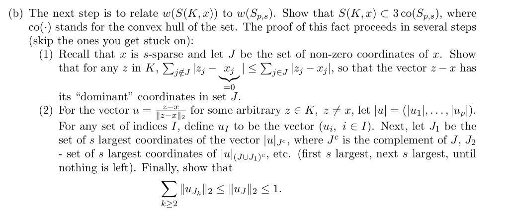 Problem 3, sparse vectors, 30 points: Given rEK C RP, | Chegg.com