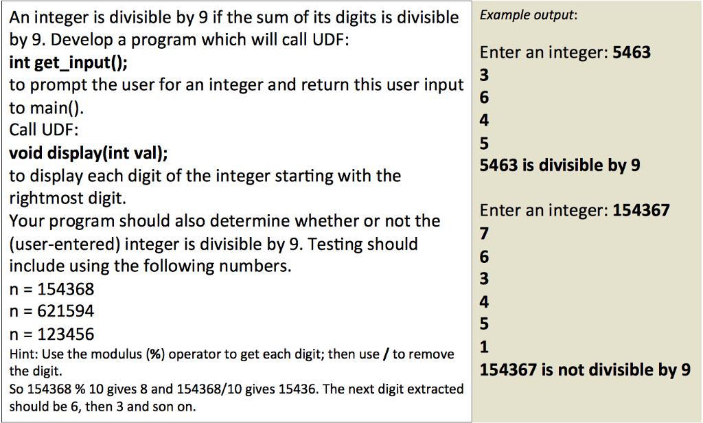 Solved An Integer Is Divisible By 9 If The Sum Of Its Digits 