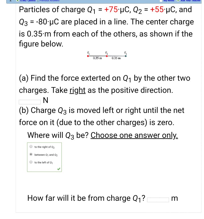 Solved Particles of charge Q1-+75-pC, Q2-+55-LO. and Q3-80 C | Chegg.com