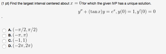 Solved 0 for which the given IVP has a unique solution. y" + | Chegg.com