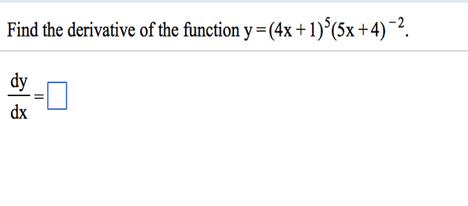 Solved Find the derivative of the function y =(4x + 1)^5(5x | Chegg.com