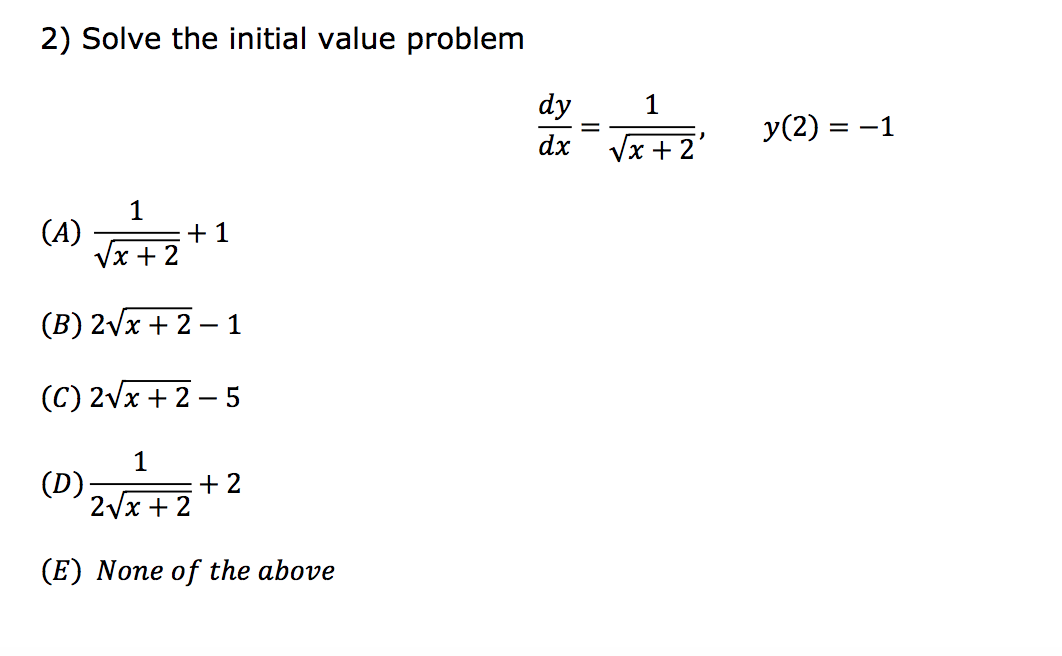 Solved Solve the initial value problem dy/dx = 1/Squareroot | Chegg.com