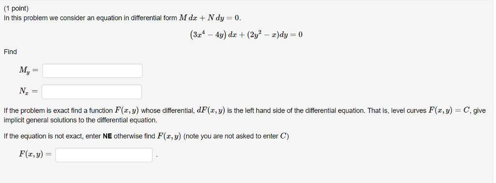 Solved 1 point) In this problem we consider an equation in | Chegg.com