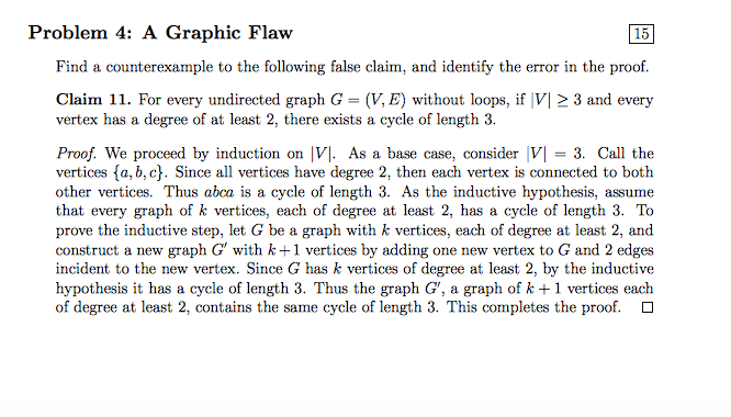 Solved Problem 4: A Graphic Flaw 15 Find a counterexample to | Chegg.com