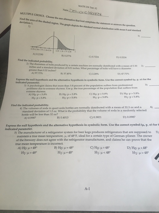 Solved MATH 236 Test MULTIPLE CHOICE、Choose the one a Find | Chegg.com