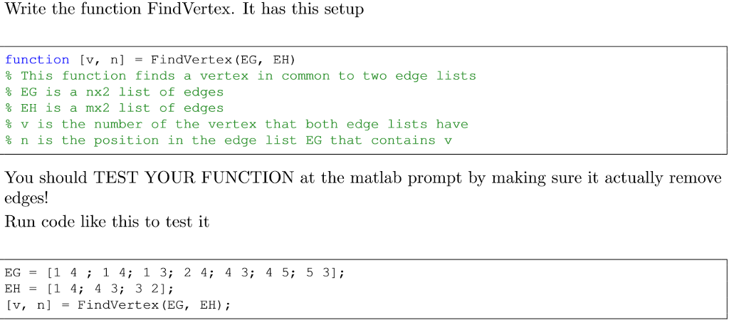 Solved Write the function Find Vertex. It has this setup | Chegg.com