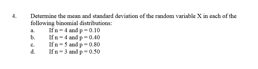 Solved Determine the mean and standard deviation of the | Chegg.com