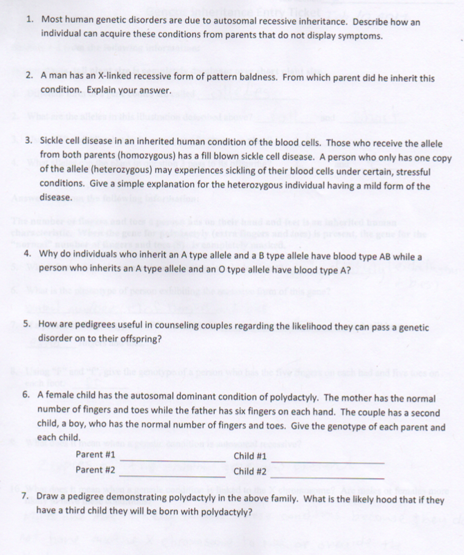 Solved Most human genetic disorders are due to autosomal | Chegg.com