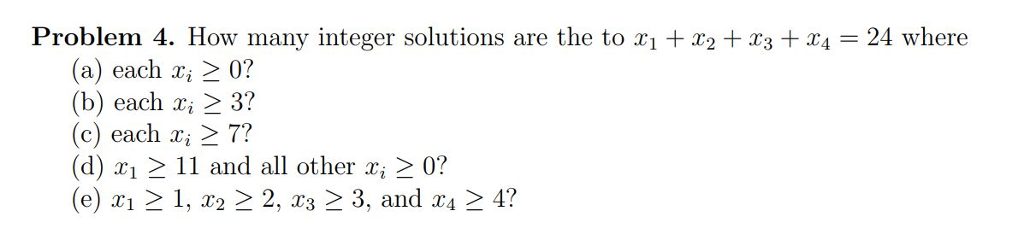 Solved Problem 4. How many integer solutions are the to xut | Chegg.com