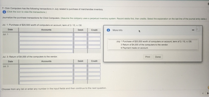Solved Click Computers has the following transactions in | Chegg.com
