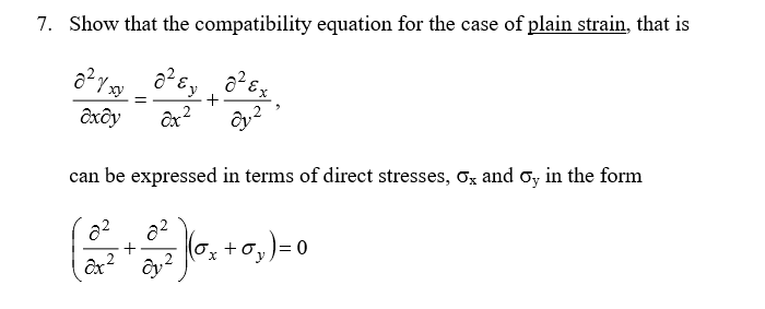Solved Show that the compatibility equation for the case of | Chegg.com