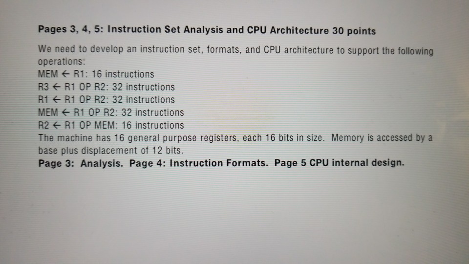 Pages 3, 4, 5: Instruction Set Analysis and CPU | Chegg.com