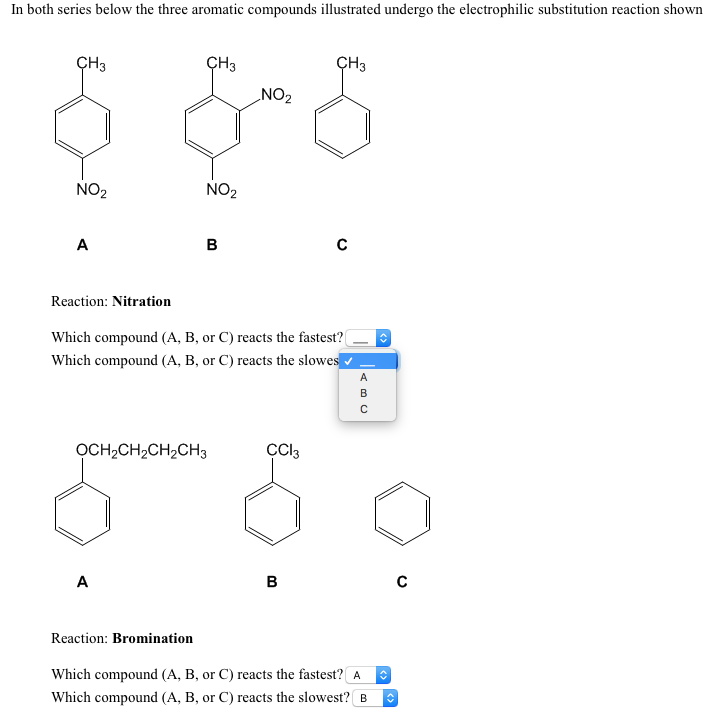 Solved ÇH3 ÇH3 ÇH3 NO2 NO2 NO2 Reaction: Nitratiorn Which | Chegg.com