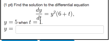 Solved Find the solution to the differential equation dy/dt | Chegg.com