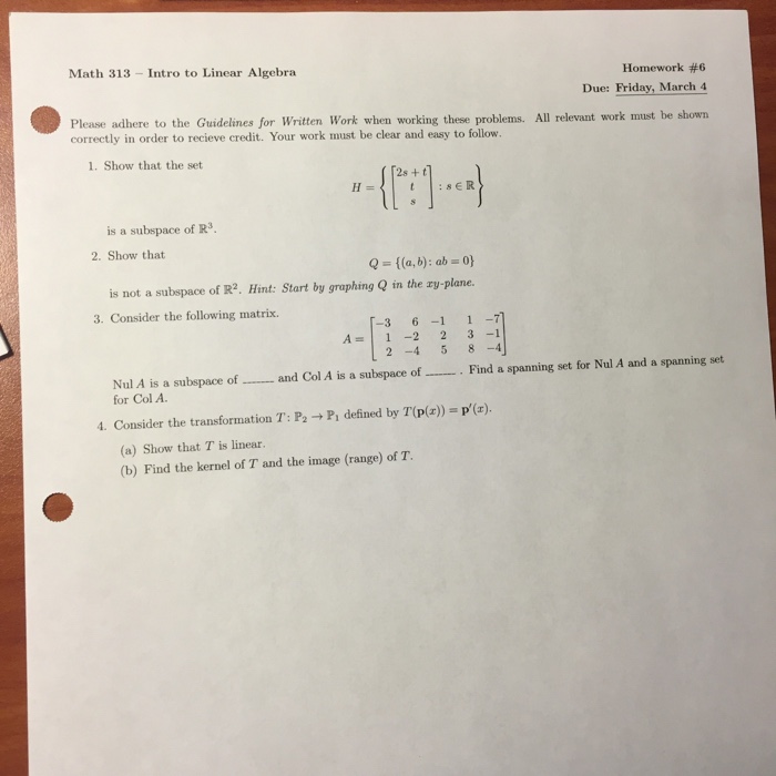 Solved Linear Algebra #3 and #4 show work please. | Chegg.com