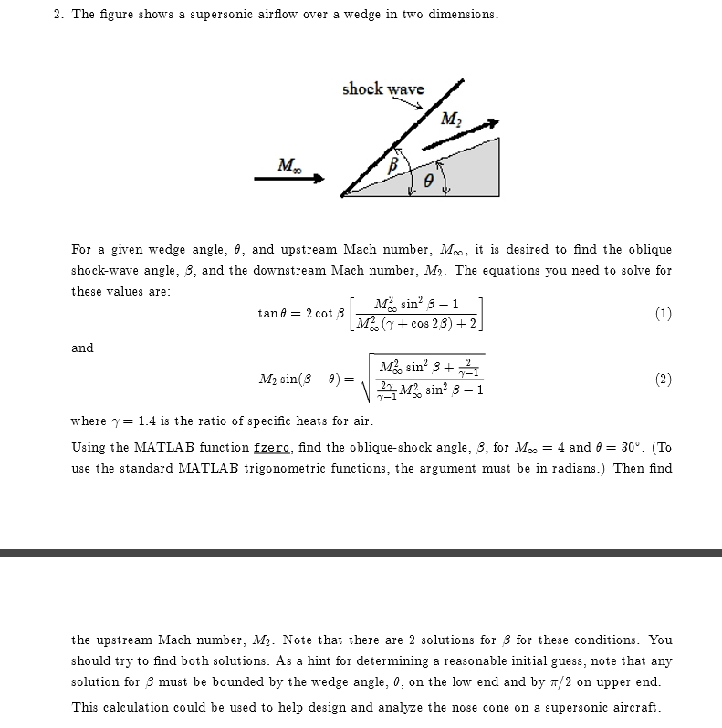 Solved The figure shows a supersonic airflow over a wedge in | Chegg.com