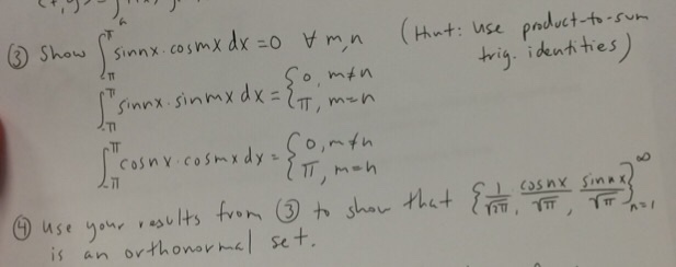 Solved Show integral_pi^pi sin nx middot cos mx dx = 0 m, n | Chegg.com