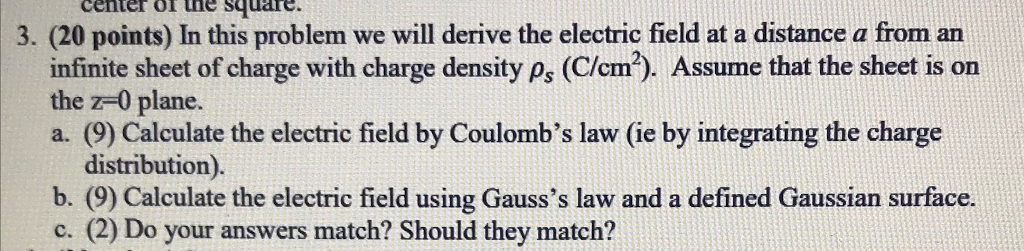 Solved center ol the Square 3. (20 points) In this problem | Chegg.com